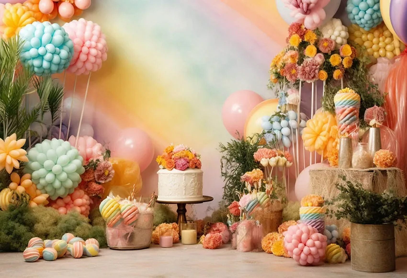 Candy Bar Balloons Floral Dessert Kids Birthday Cake Smash Portrait r ...