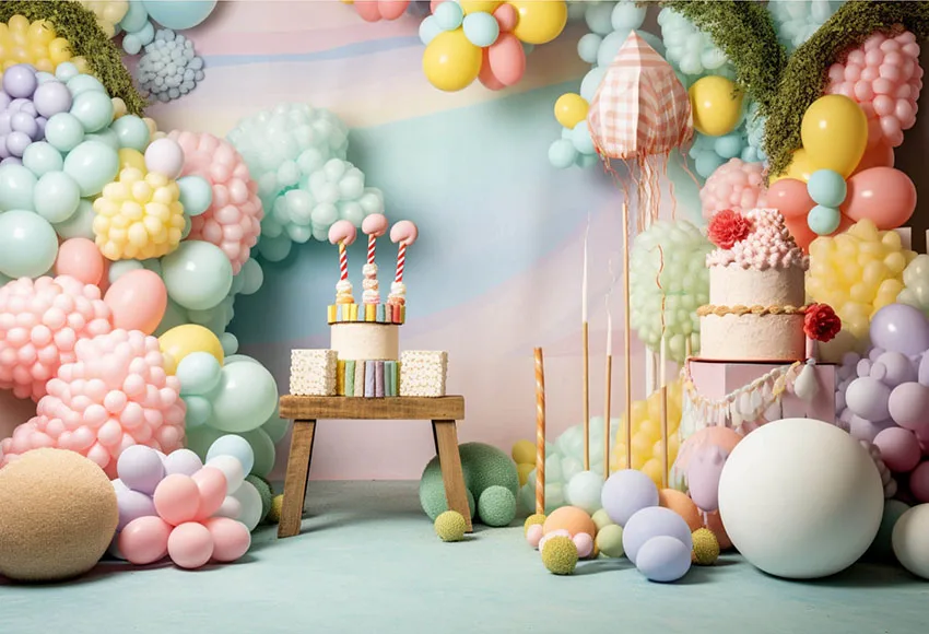 Candy Bar Balloons Floral Dessert Kids Birthday Cake Smash Portrait r ...