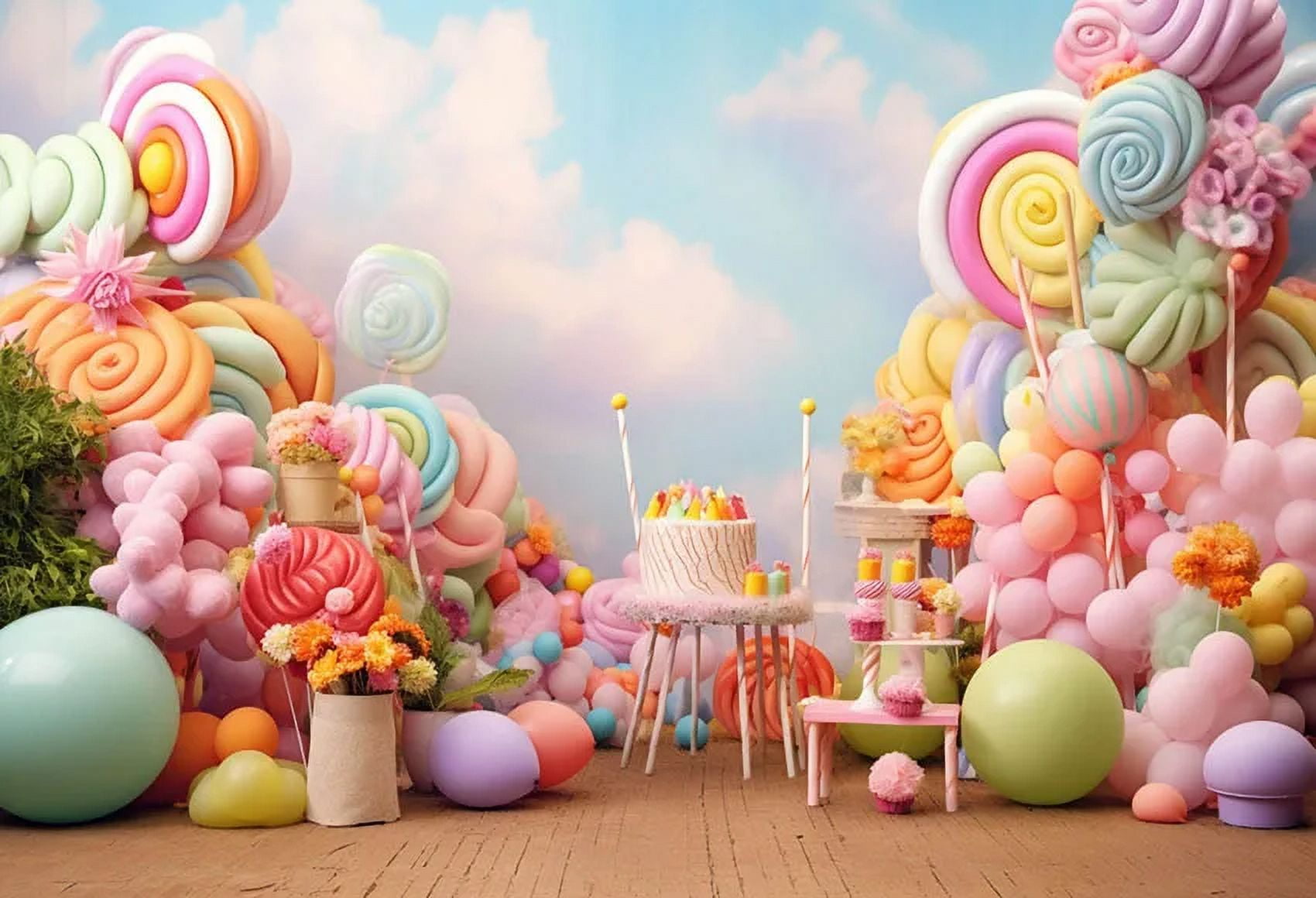 Candy Bar Balloons Floral Dessert Kids Birthday Cake Smash Portrait r ...