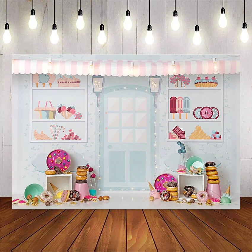 Candy Bar Ice Cream Parlor Celebration Background Baby 1st Birthday ...
