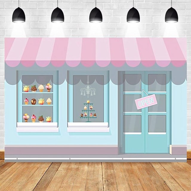 Candy Bar Shop Theme Backdrop Decor Ice Cream Car Cupcake Lollipop ...
