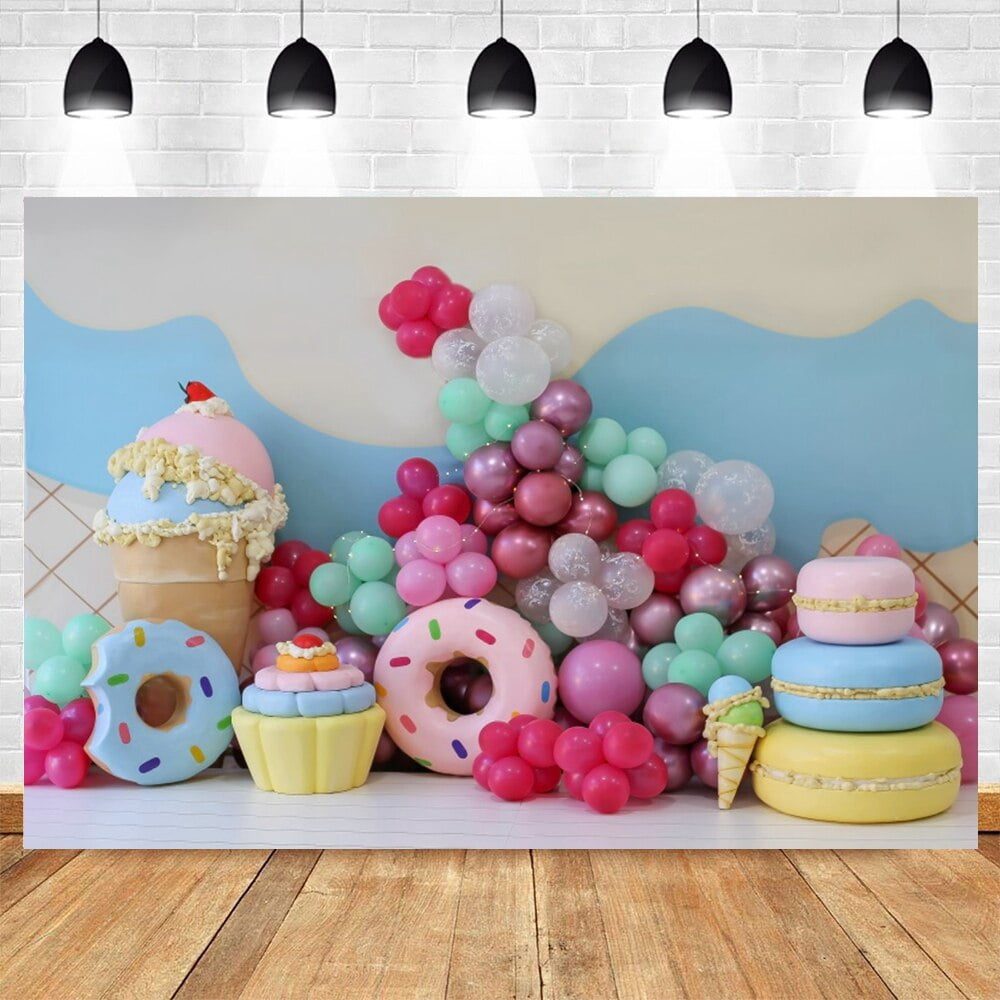 Candy Bar Shop Theme Backdrop Decor Ice Cream Car Cupcake Lollipop ...