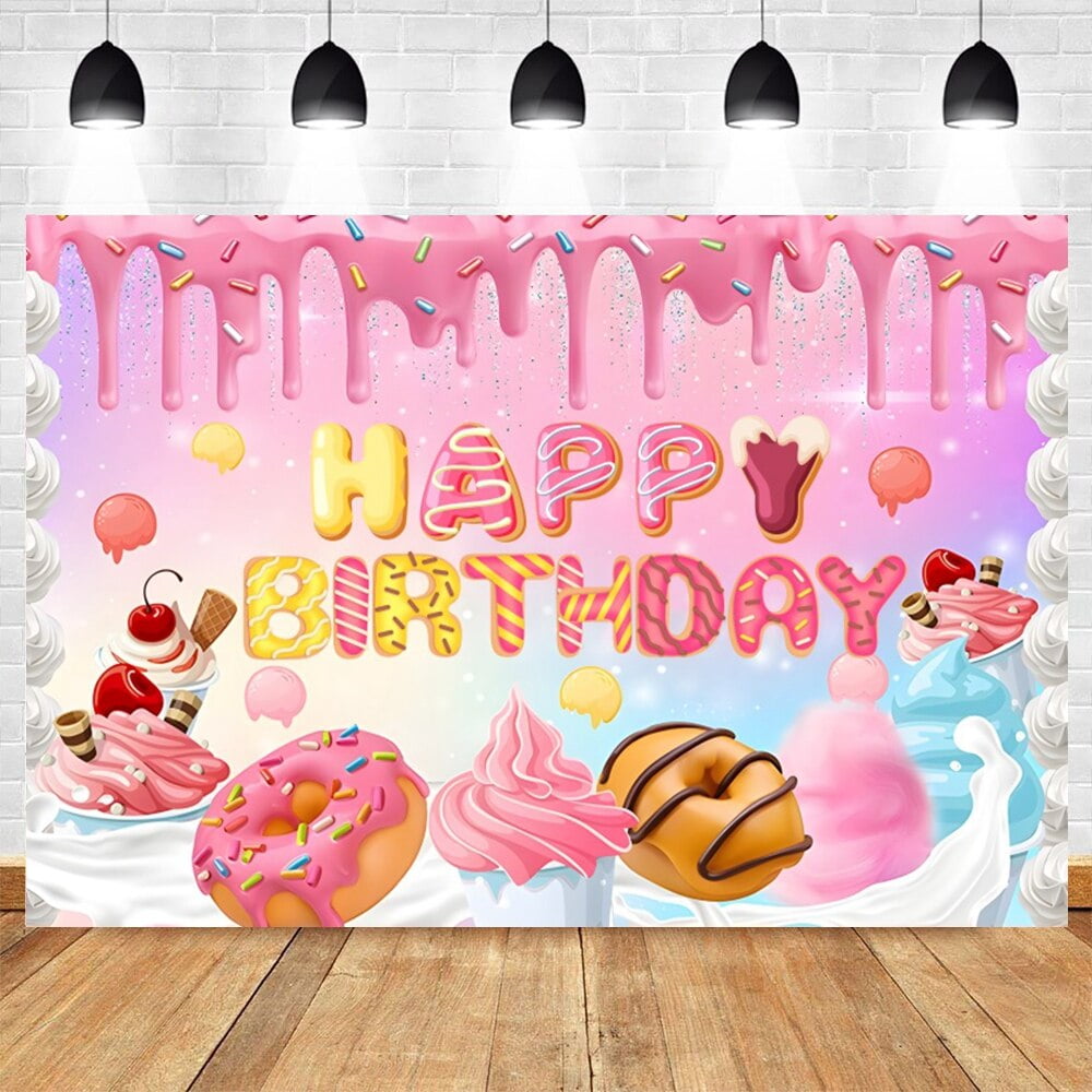 Candy Bar Shop Theme Backdrop Decor Ice Cream Car Cupcake Lollipop ...