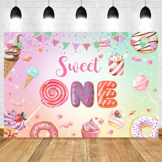 Candy Bar Shop Theme Backdrop Decor Ice Cream Car Cupcake Lollipop ...
