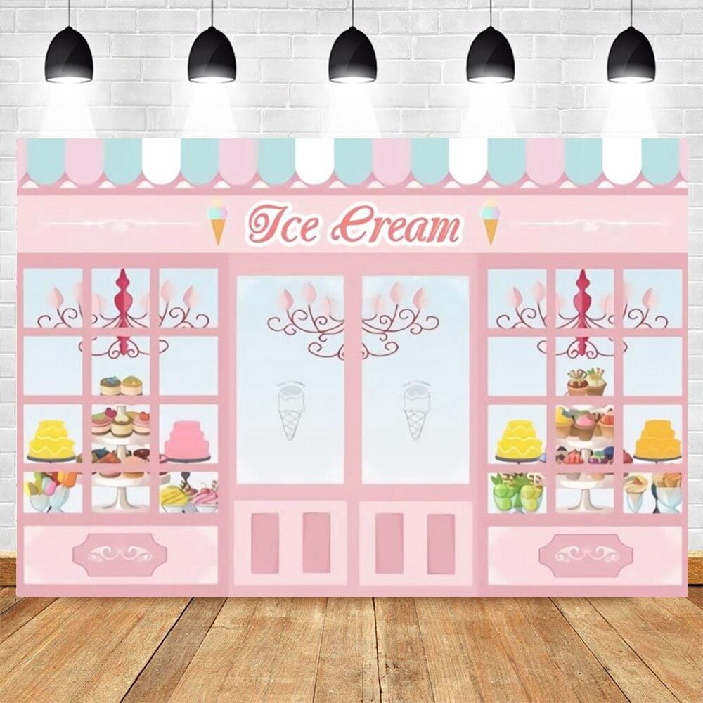 Candy Bar Shop Theme Backdrop Decor Ice Cream Car Cupcake Lollipop ...