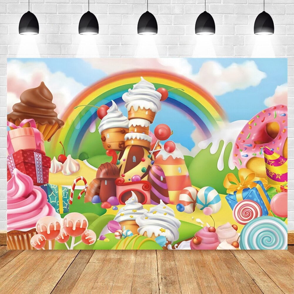 Candy Bar Shop Theme Backdrop Decor Ice Cream Car Cupcake Lollipop ...