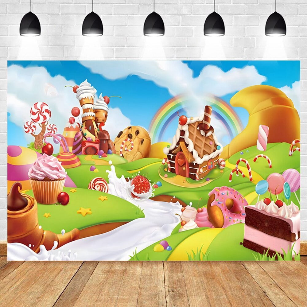 Candy Bar Shop Theme Backdrop Decor Ice Cream Car Cupcake Lollipop ...