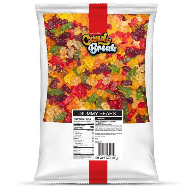 Candy Break 6 Flavor Gummy Bear Bulk Gummy Candy, 5 lbs Bag, Fruity ...