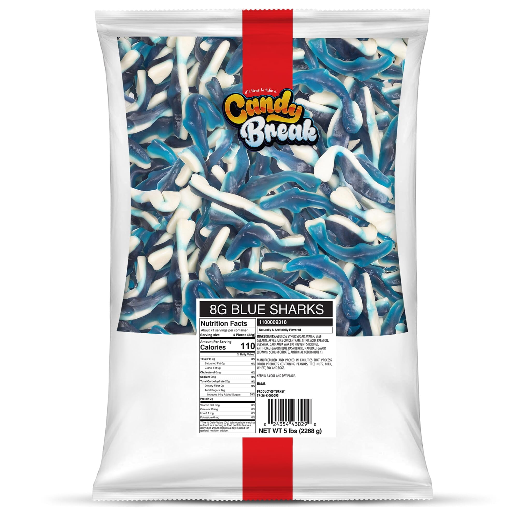 Candy Break Blue Sharks Bulk Gummy Candy, 5 lbs Bag, Fruity & Sweet ...