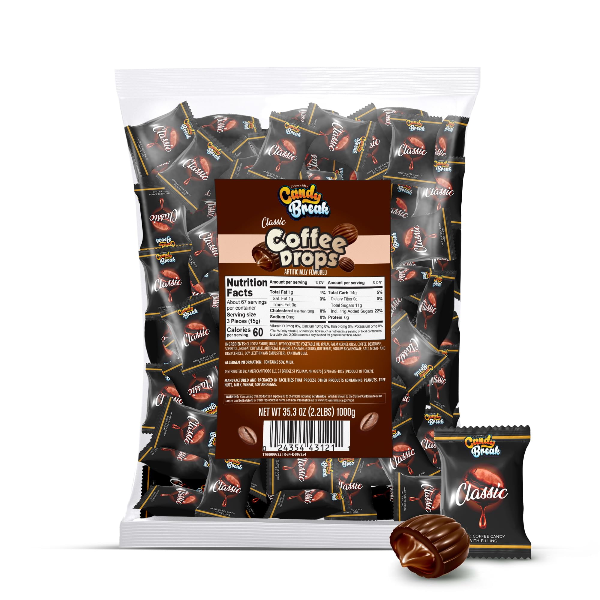 Candy Break Coffee Drops, MFF30 Center Filled Hard Candy, Coffee Candy ...