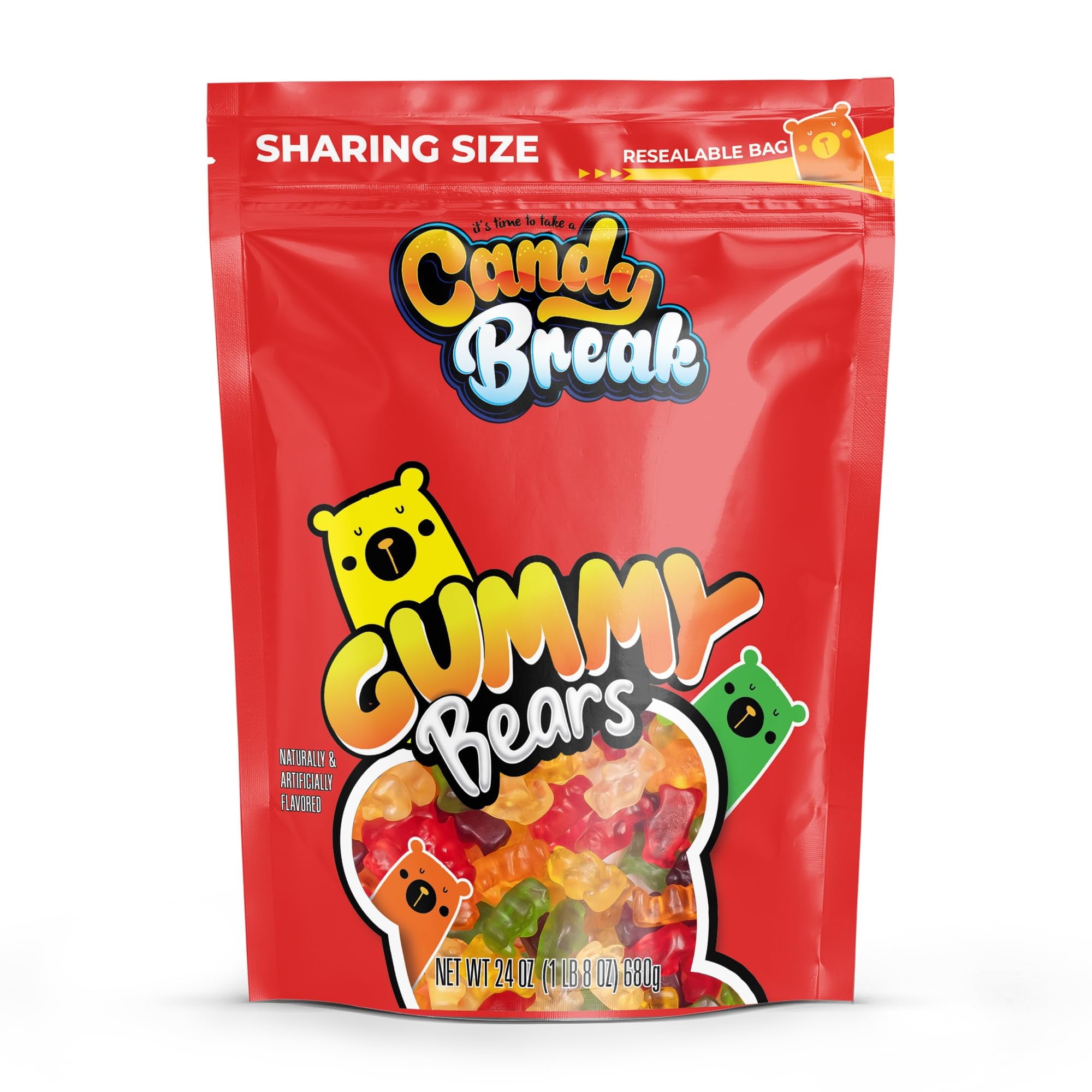 Candy Break Gummy Bears - 24 Oz Share Size Resealable Pouch Bags ...