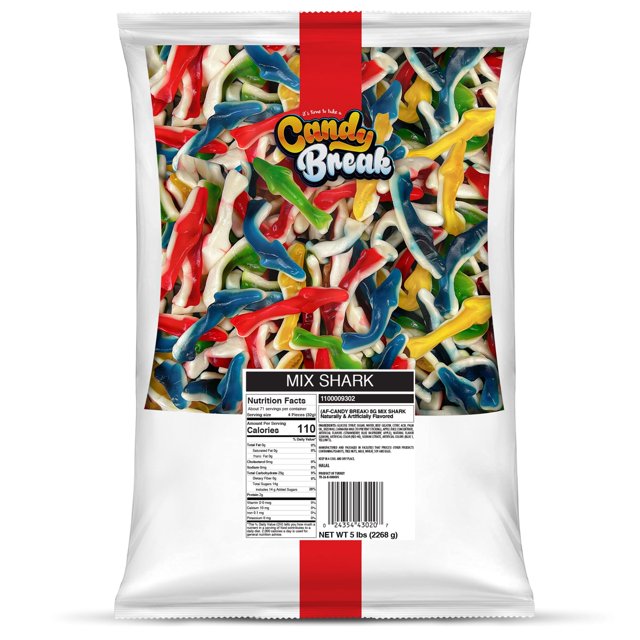 Candy Break Mix Shark Bulk Gummy Candy, 5 lbs Bag, Share Size Bags ...