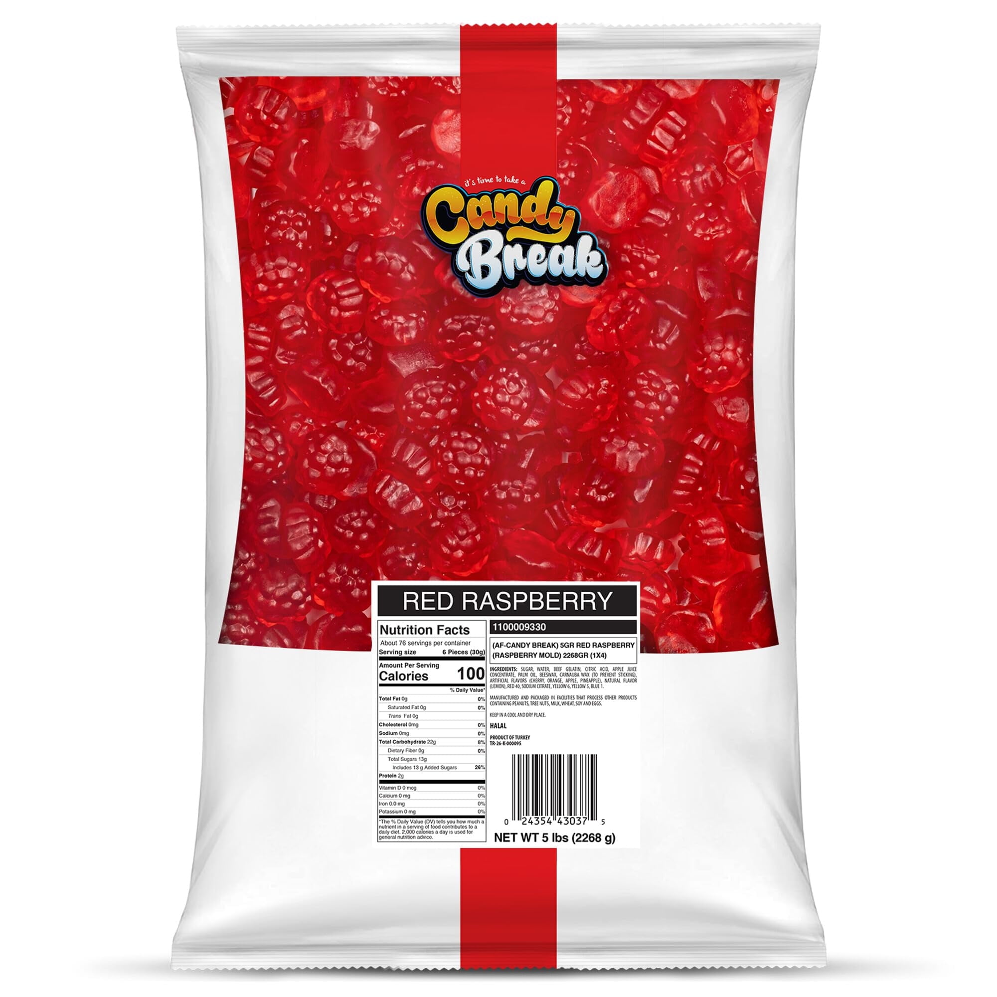 Candy Break Red Raspberry Bulk Gummy Candy, 5 lbs Bag, Share Size Bags ...