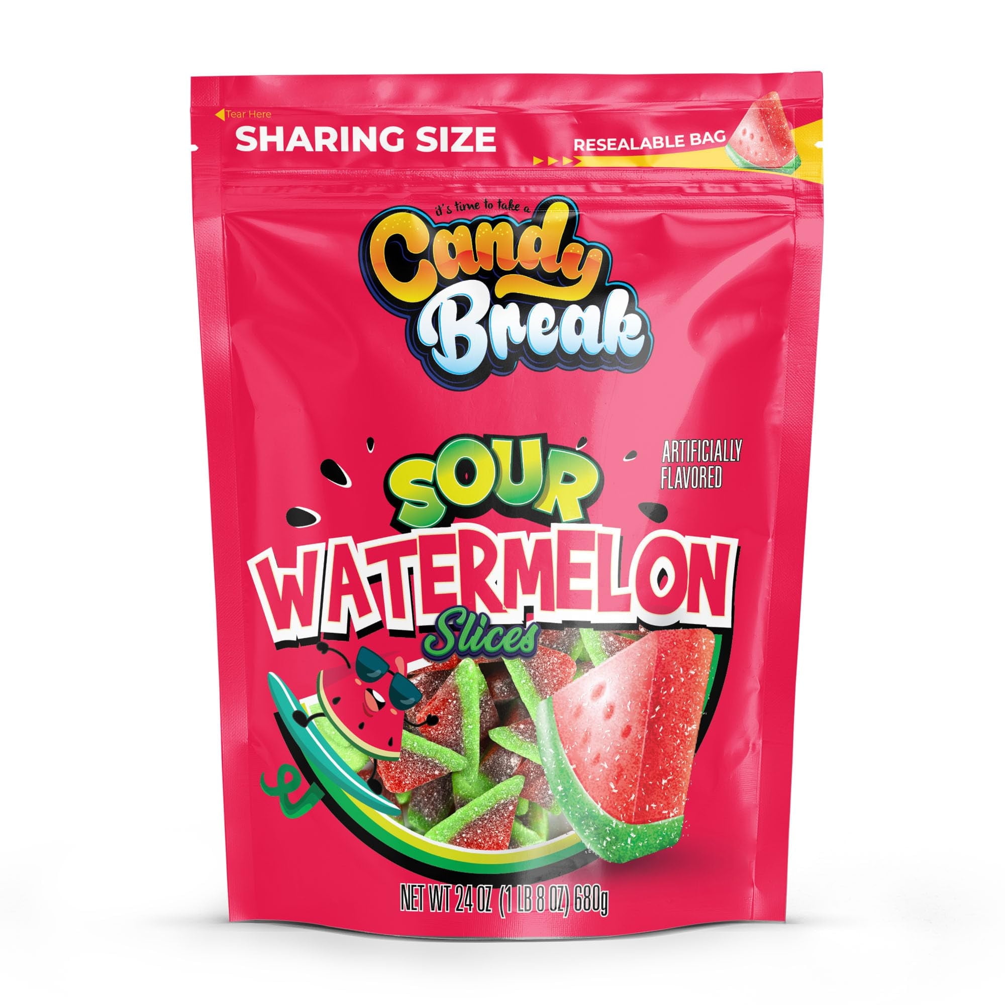 Candy Break Sour Watermelon Slices Gummy Candy - 24 Oz Share Size ...