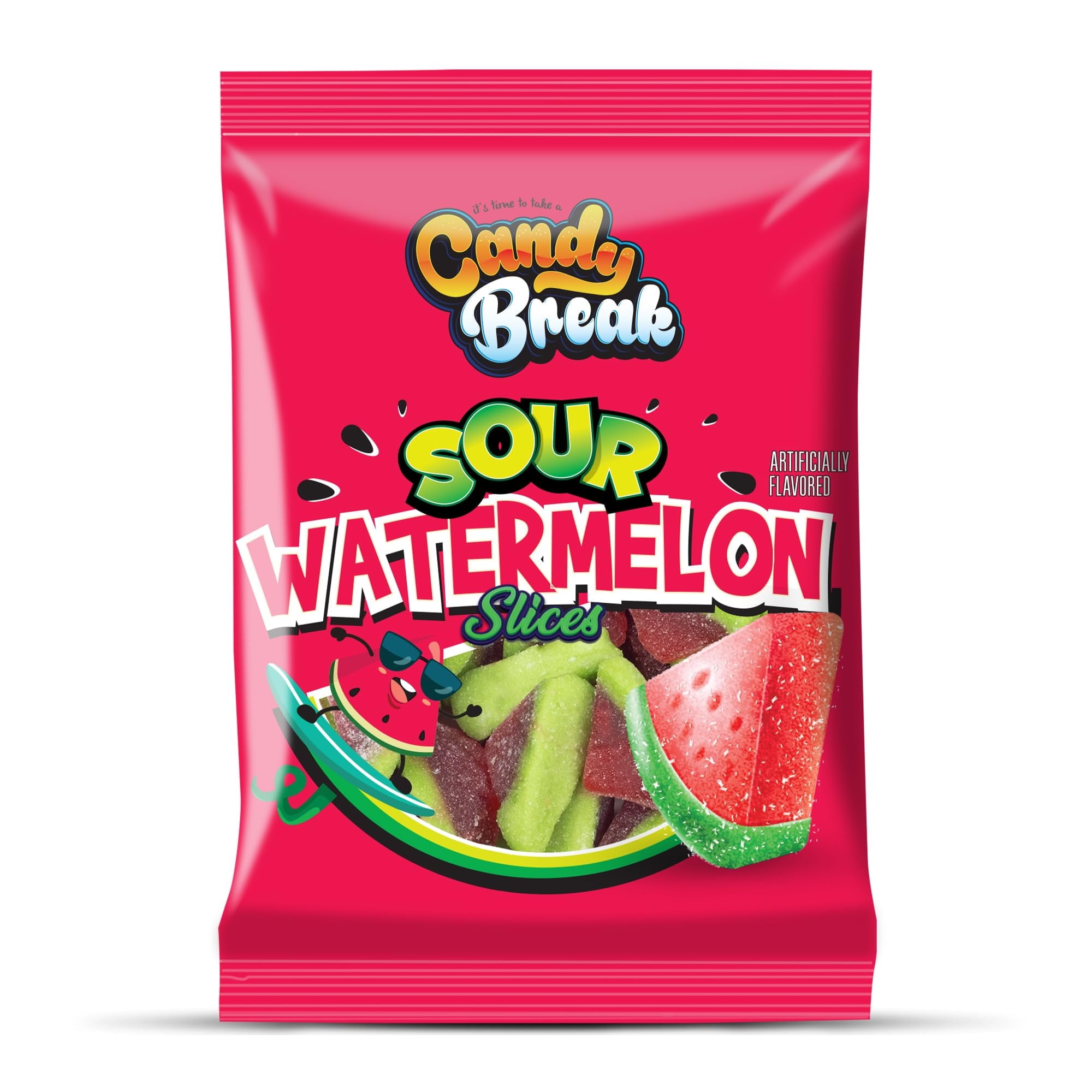 Candy Break Sour Watermelon Slices Gummy Candy - Individually Wrapped Share Size 4 Oz Bags ...