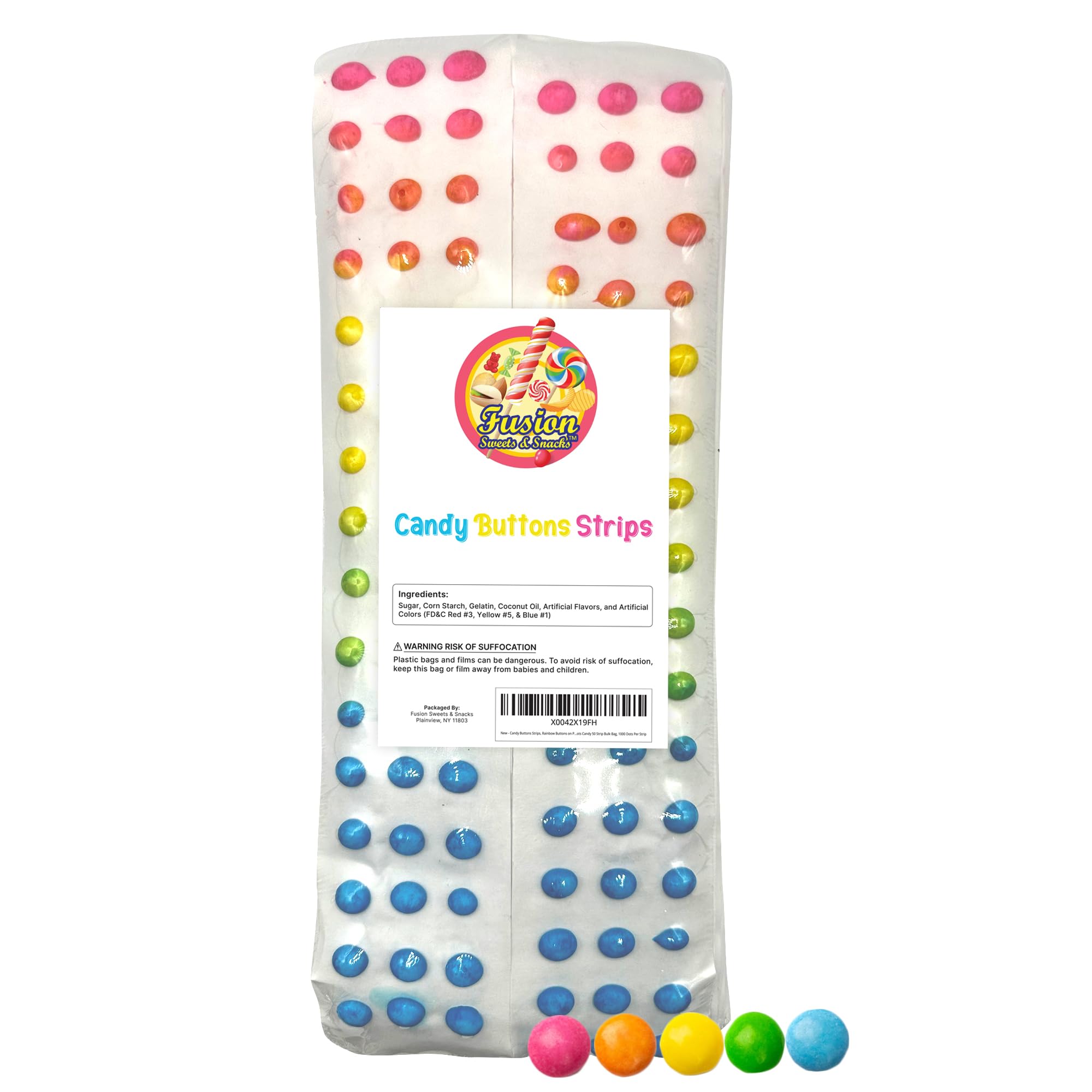 Candy Buttons Strips, Rainbow BCF26 Buttons on Paper, Approximately 25 ...