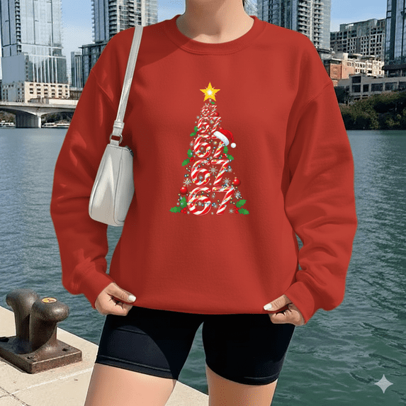Candy Cane 67 Meme Tree Holiday Funny Number Humor Cheer Sweatshirt up ...