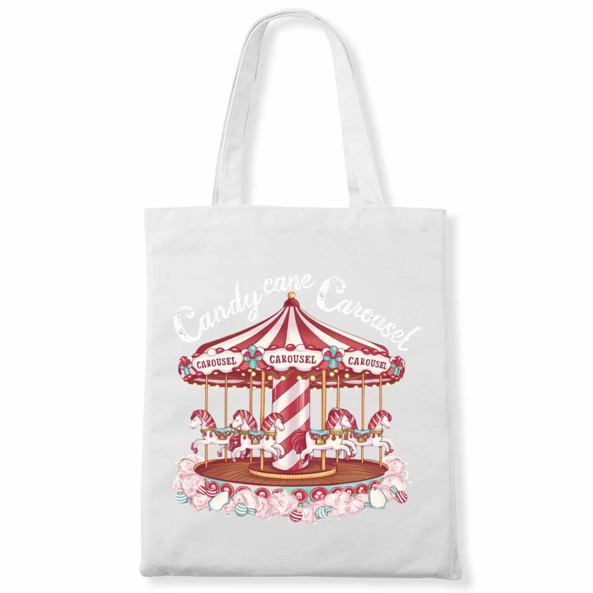 Candy Cane Carousel , Christmas Red Gnomes Plaid Buffalo Canvas Bag 1Pc ...