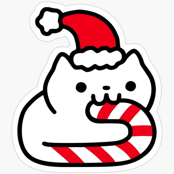 Candy Cane Cat Sticker Phone Decal Water Bottle Stickers Car Decals ...
