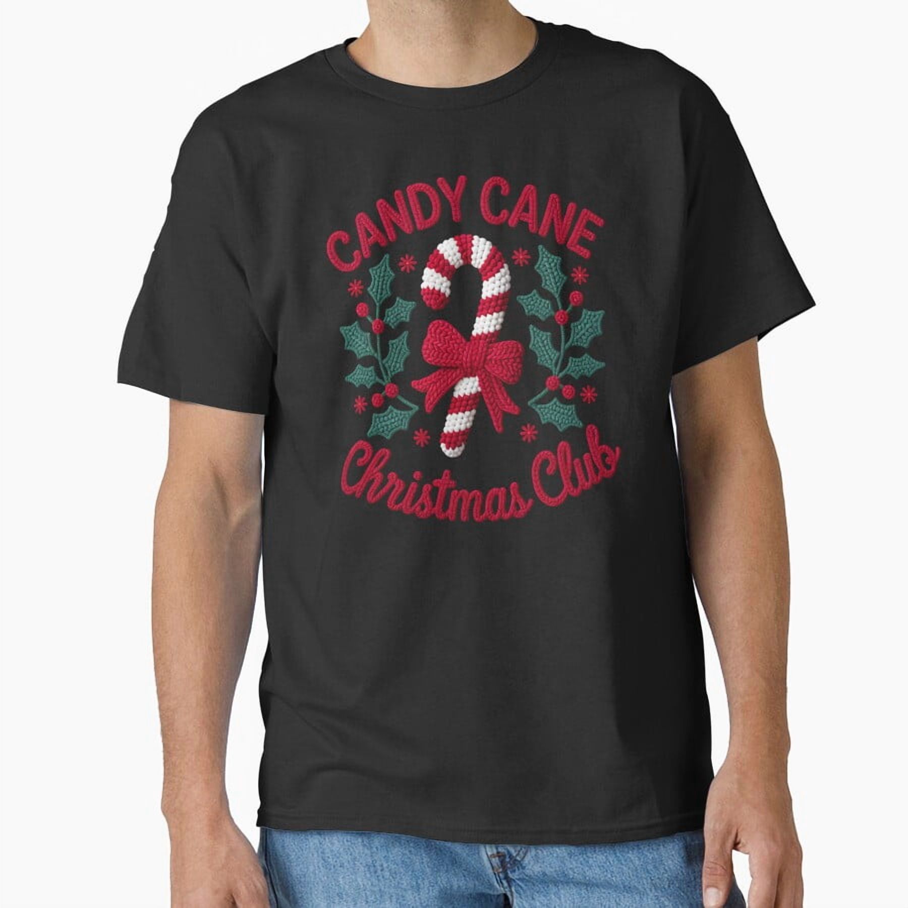 Candy Cane Christmas Club Faux Latch Hook Yarn Cozy Holiday Unisex T ...