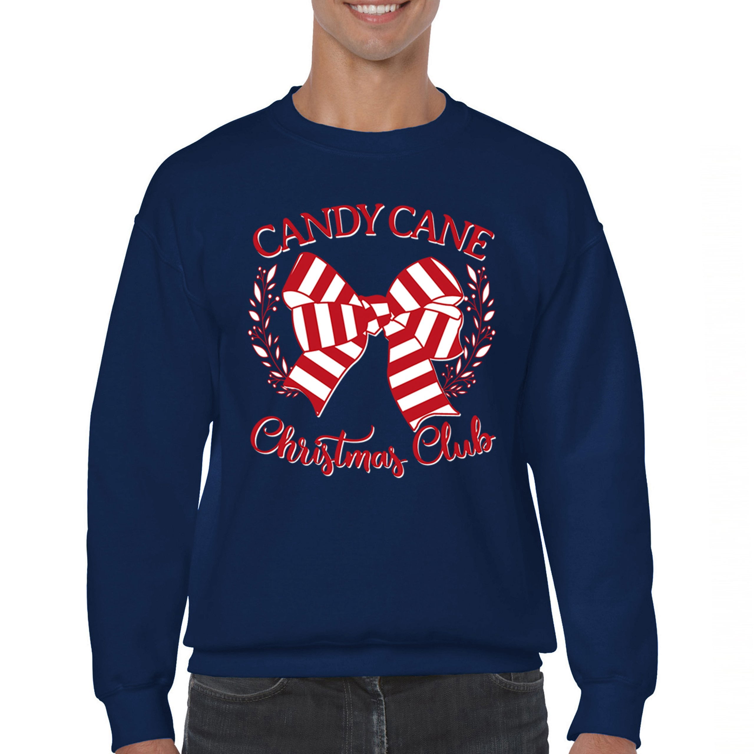 Candy Cane Christmas Club Sweatshirt Funny Xmas Festive Season Holiday ...