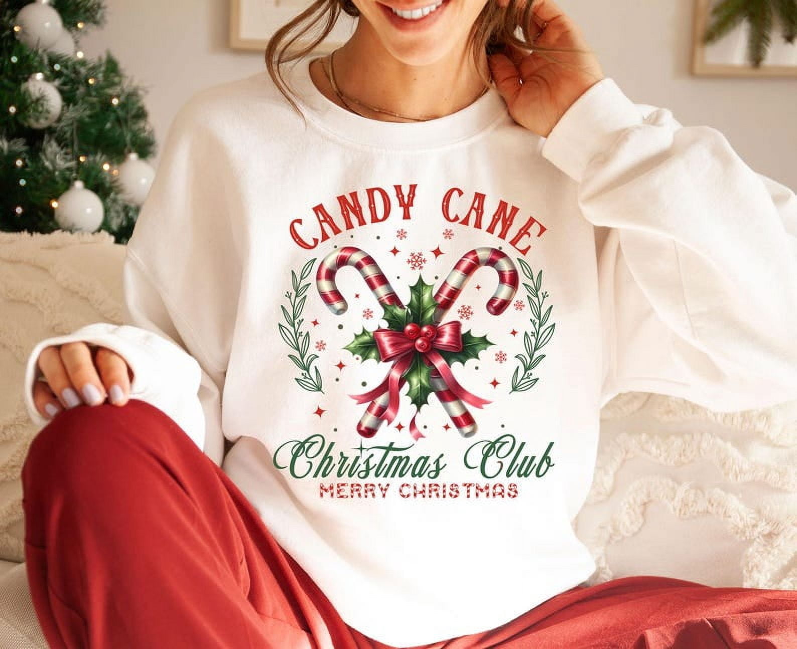 Candy Cane Christmas Club Sweatshirt,Santa Bow Hoodie,Coquette ...