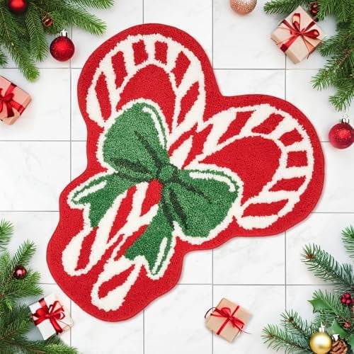 Candy Cane Christmas Decorations Rug Bathroom Rugs Christmas Decorative ...