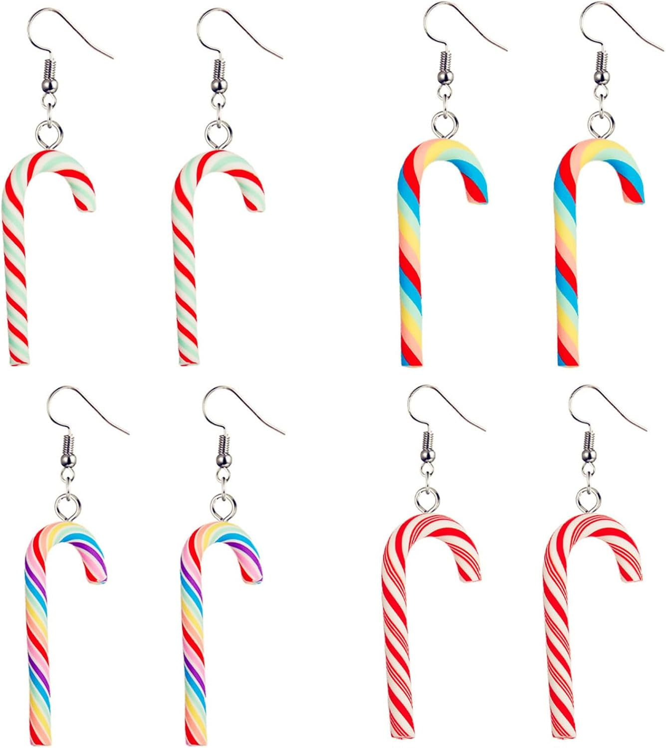 Candy Cane Christmas Earrings Handmade Funny Rainbow Colorful Sweet ...