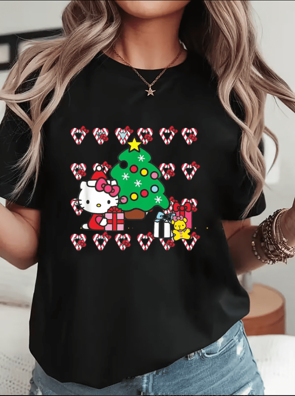 Candy Cane Christmas Holiday Graphic Festive Design Unisex T-Shirt up ...