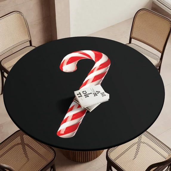 Candy Cane Christmas Treat Round Table Cover Kitchen Printed Waterproof ...