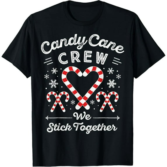 Candy Cane Crew Christmas T-Shirt Matching Santa Holiday Tee for Women ...