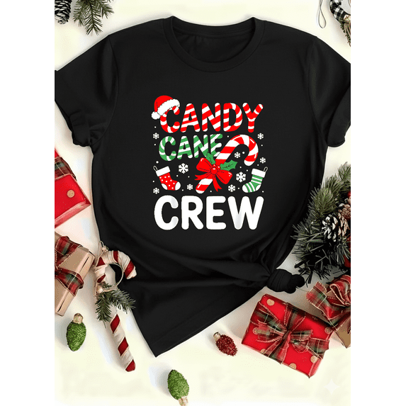 Candy Cane Crew Festive Pajama Holiday Style Unisex T-Shirt V14580 up ...