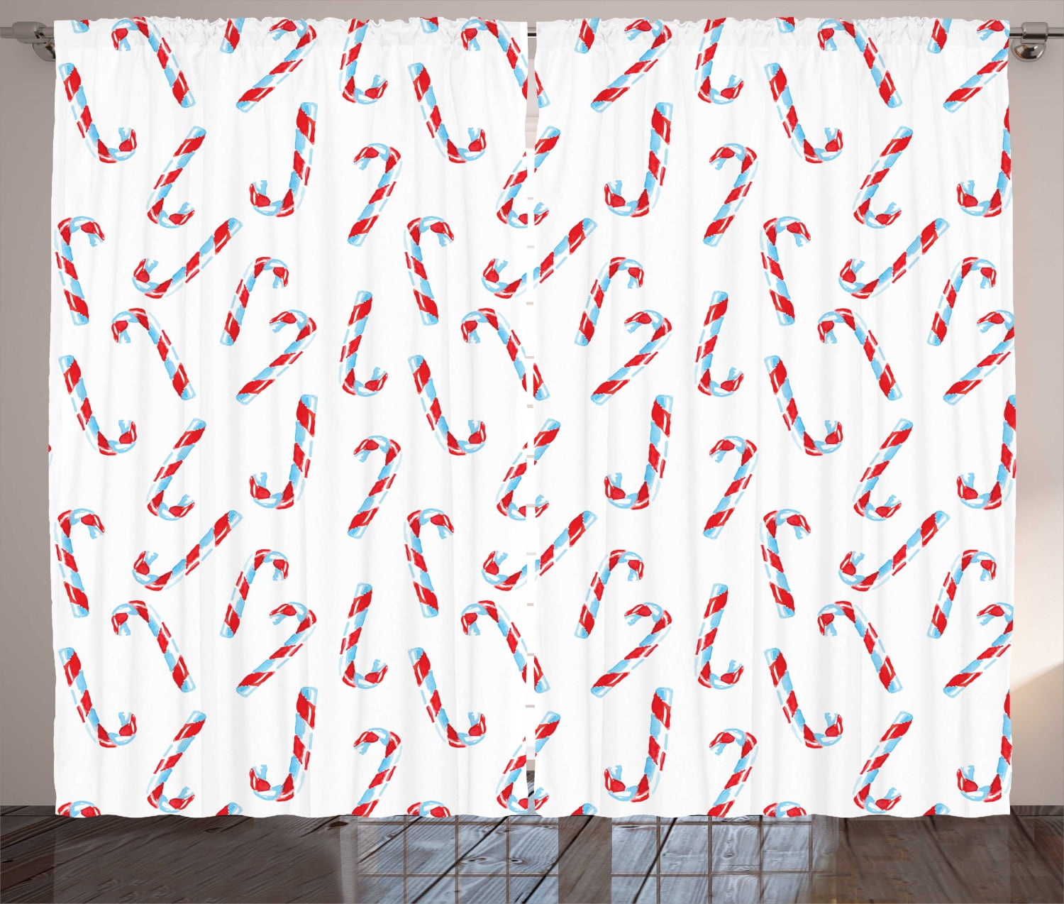 Ambesonne Candy Cane Curtains 2 Panel Set, Aquarelle Sweets, 108" x 84 ...