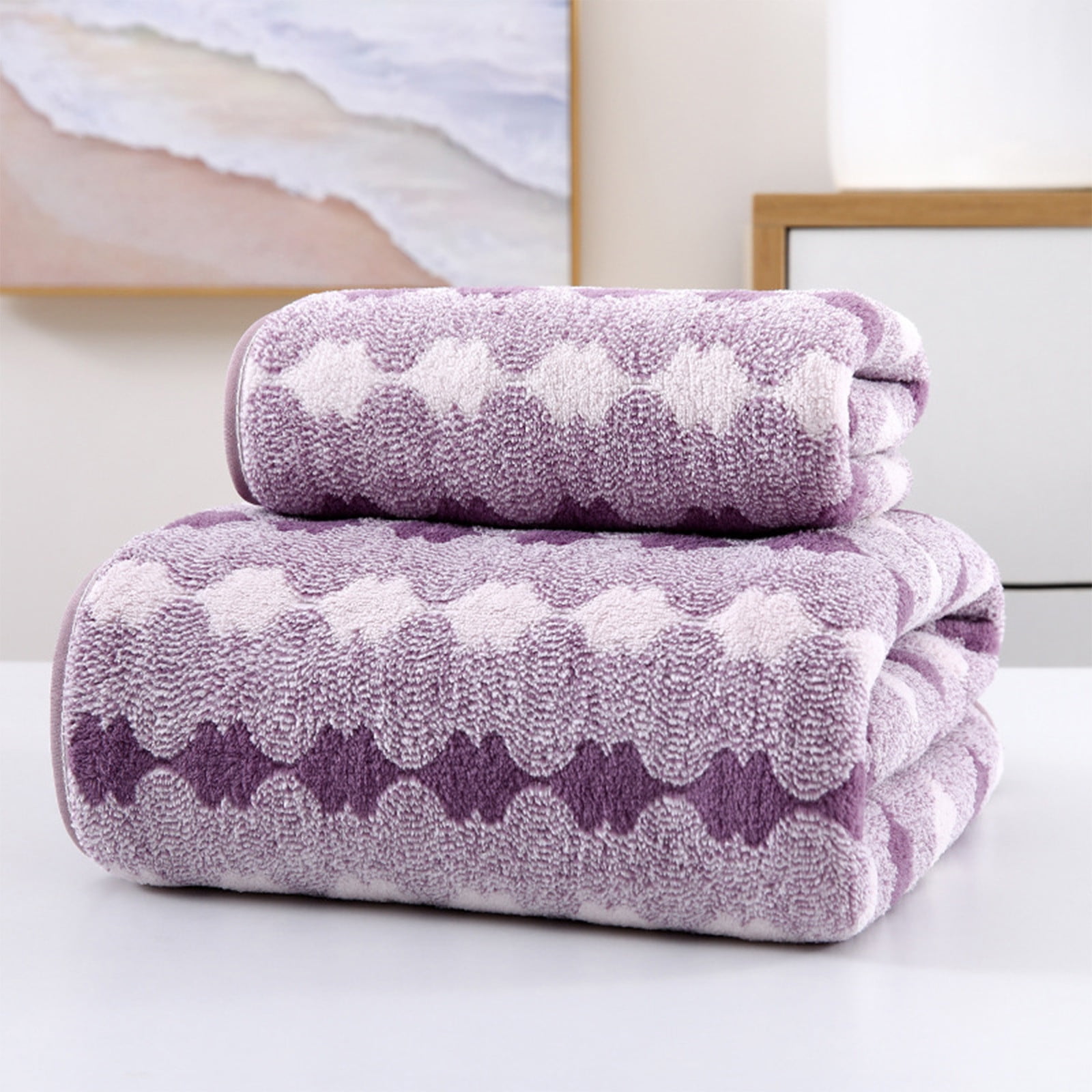Candy Cane Dark Light Printed Velvet Towel Set, Soft Absorbent Bath ...