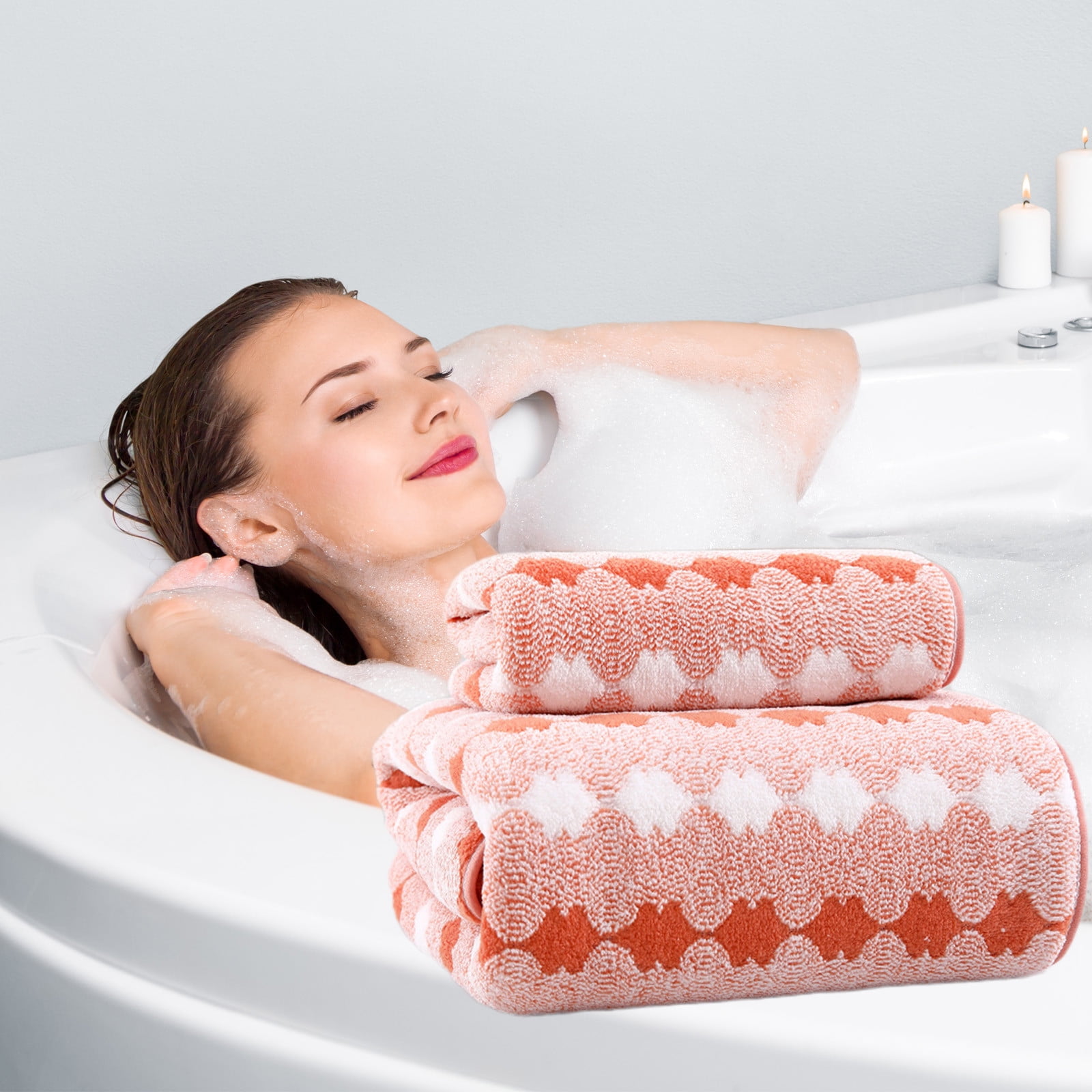 Candy Cane Dark Light Printed Velvet Towel Set, Soft Absorbent Bath ...