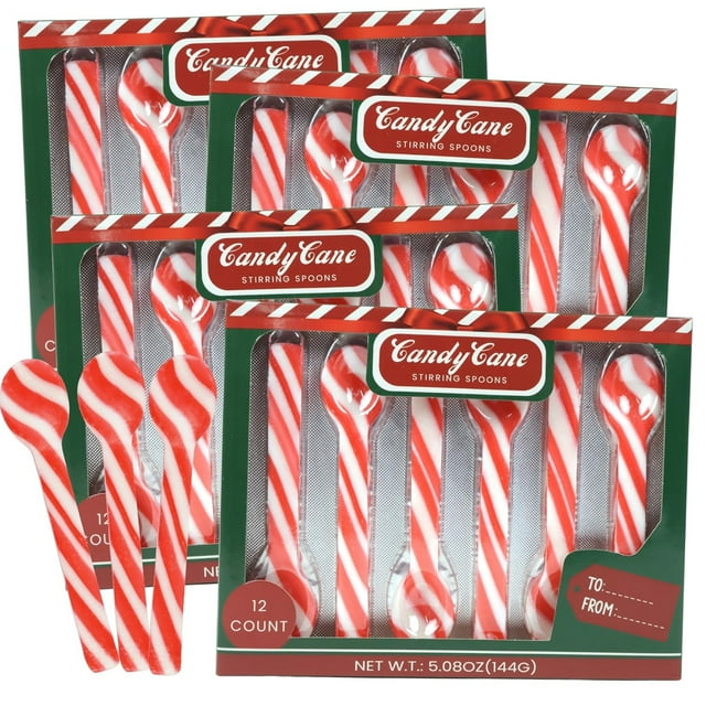 Candy Cane Edible Spoons, Christmas Party Candy, 48 Count, 5.08 Ounces ...