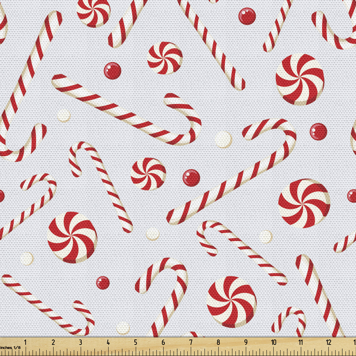 Ambesonne Candy Cane Fabric by the Yard Upholstery, Holiday Food, 10 ...