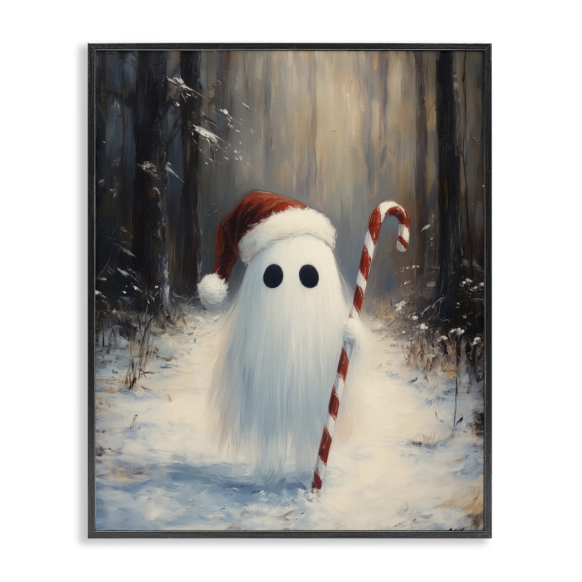 Stupell Industries Candy Cane Forest Ghost Black Framed Giclee Art ...