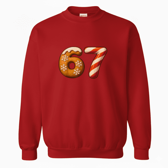 Candy Cane Gingerbread 67 Meme Holiday Humor Festive Design Sweatshirt ...