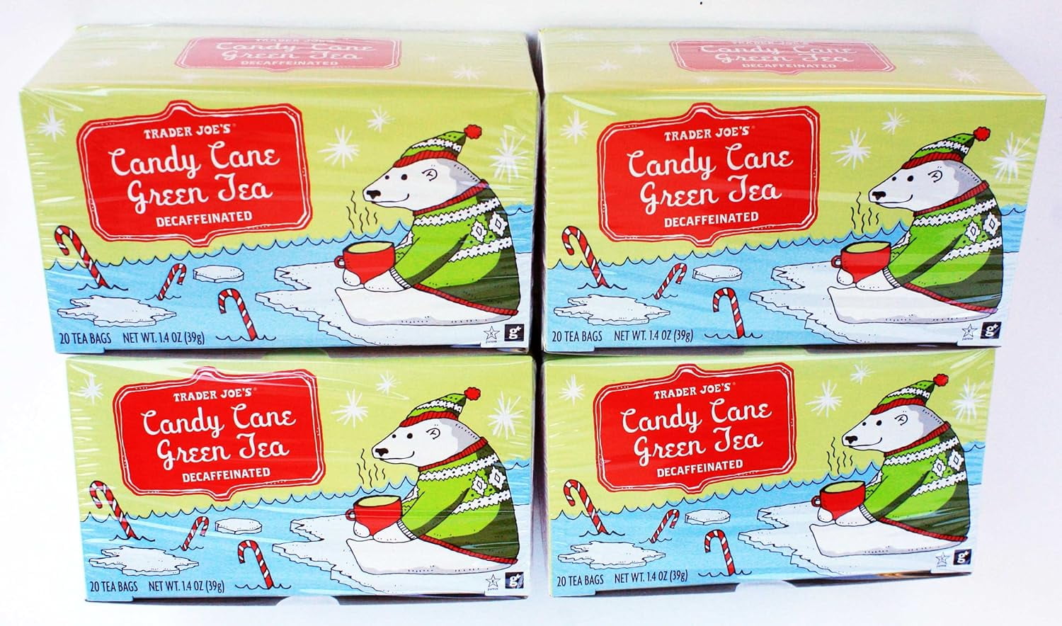 Candy Cane Green Tea, Decaffeinated - 20 Tea Bags, 1.4oz - 4 PACK ...