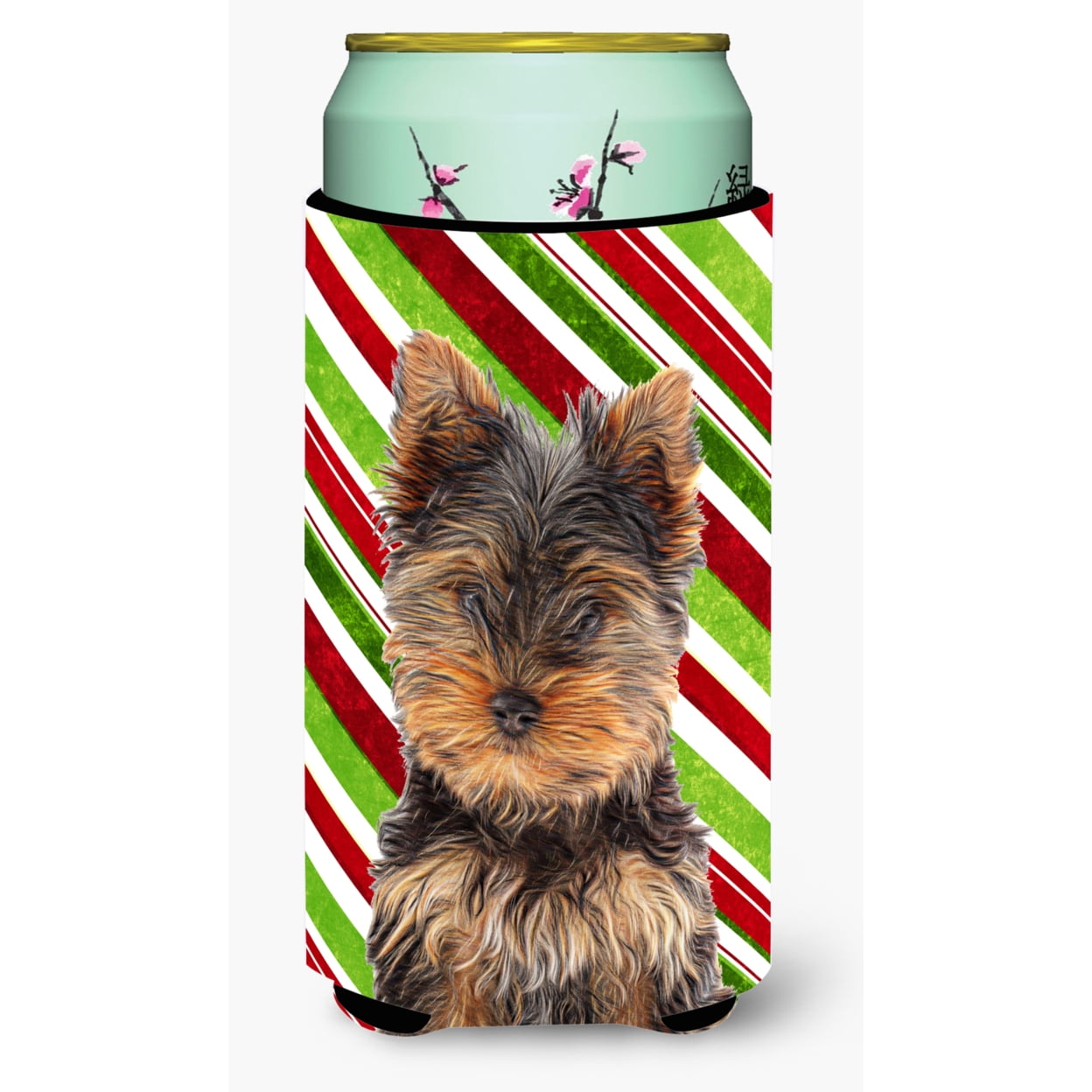 Candy Cane Holiday Christmas Yorkie Puppy / Yorkshire Terrier Tall Boy ...