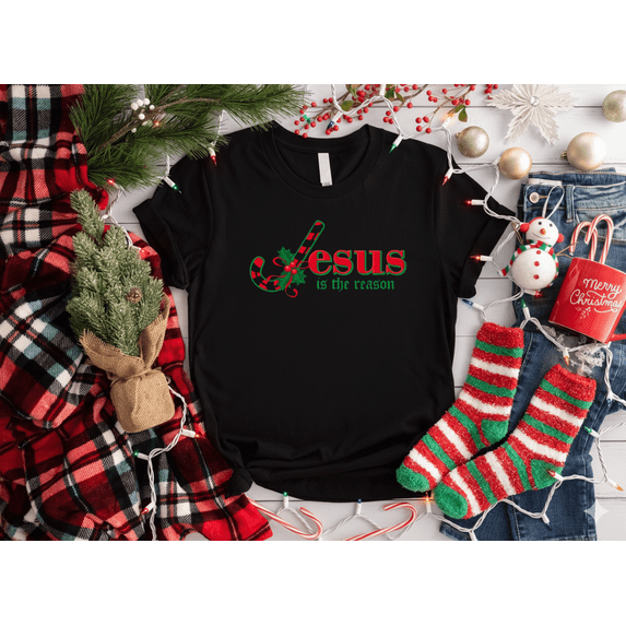 Candy Cane Jesus Faith Holiday Christian Message Art Unisex T-Shirt, up ...
