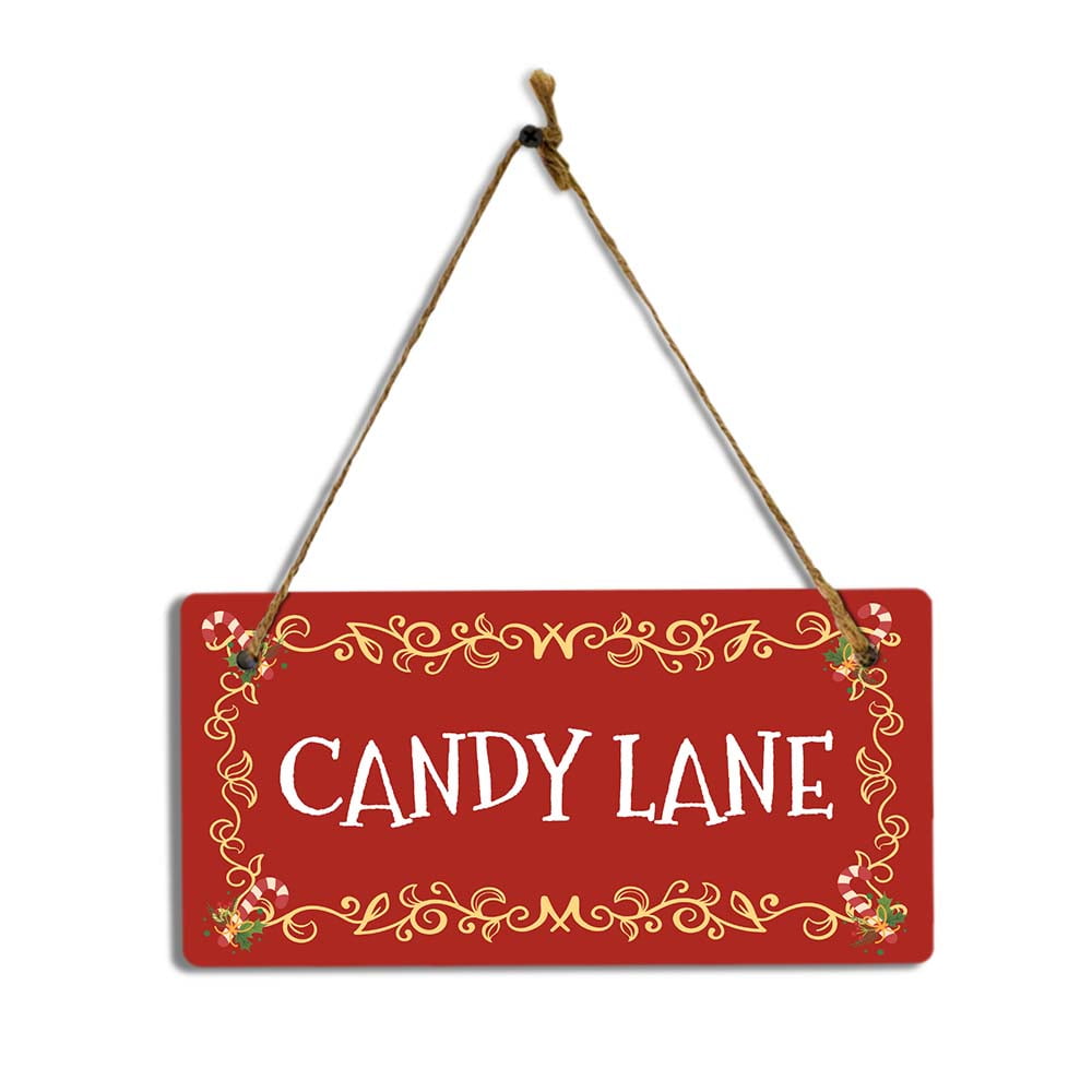 Candy Cane Lane 5x10 Hanging Plus Wall or Door Sign | Christmas Festive ...