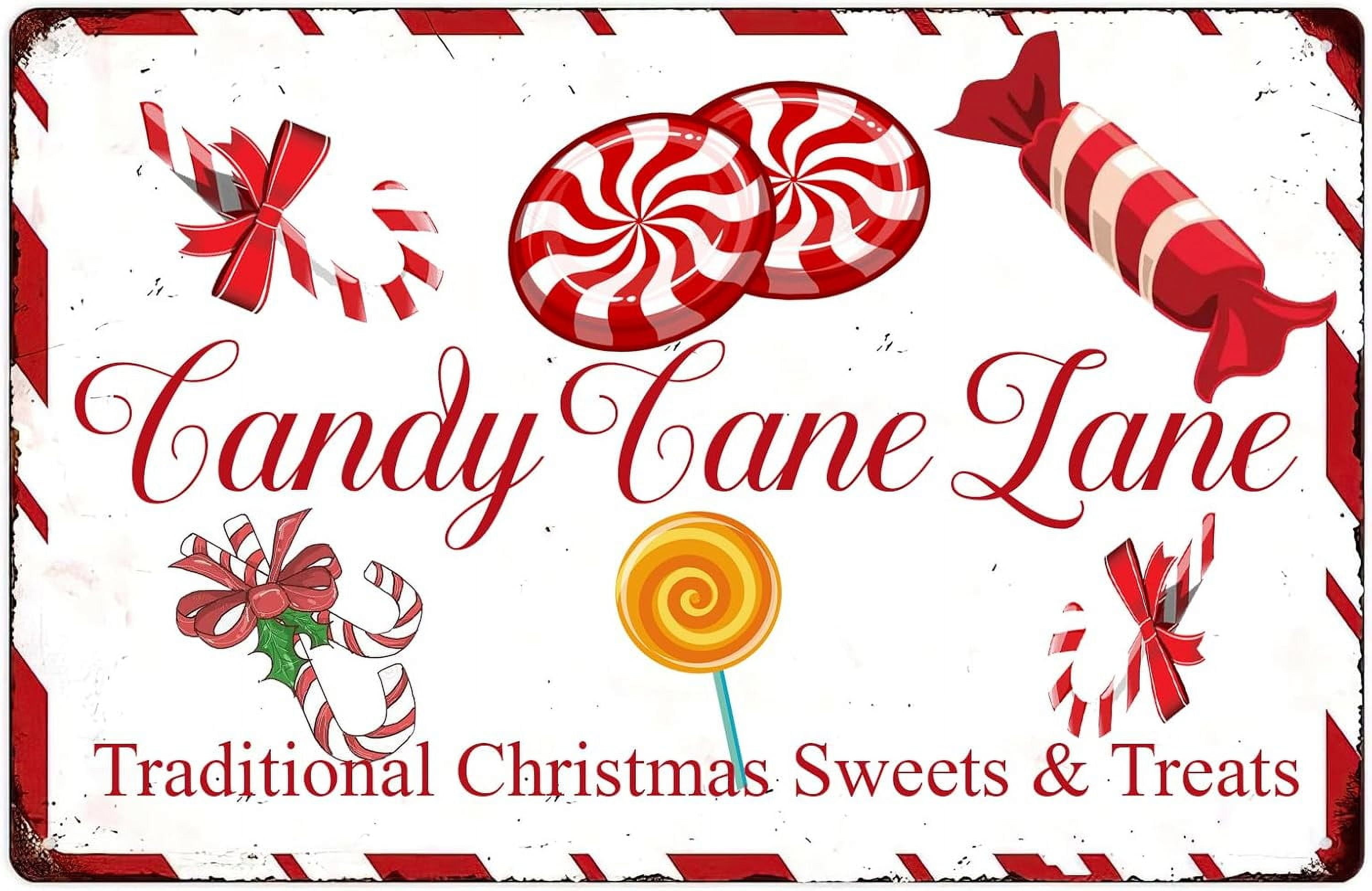 Candy Cane Lane Funny Tin Sign,Candy Canes Vintage Farmhouse Christmas ...