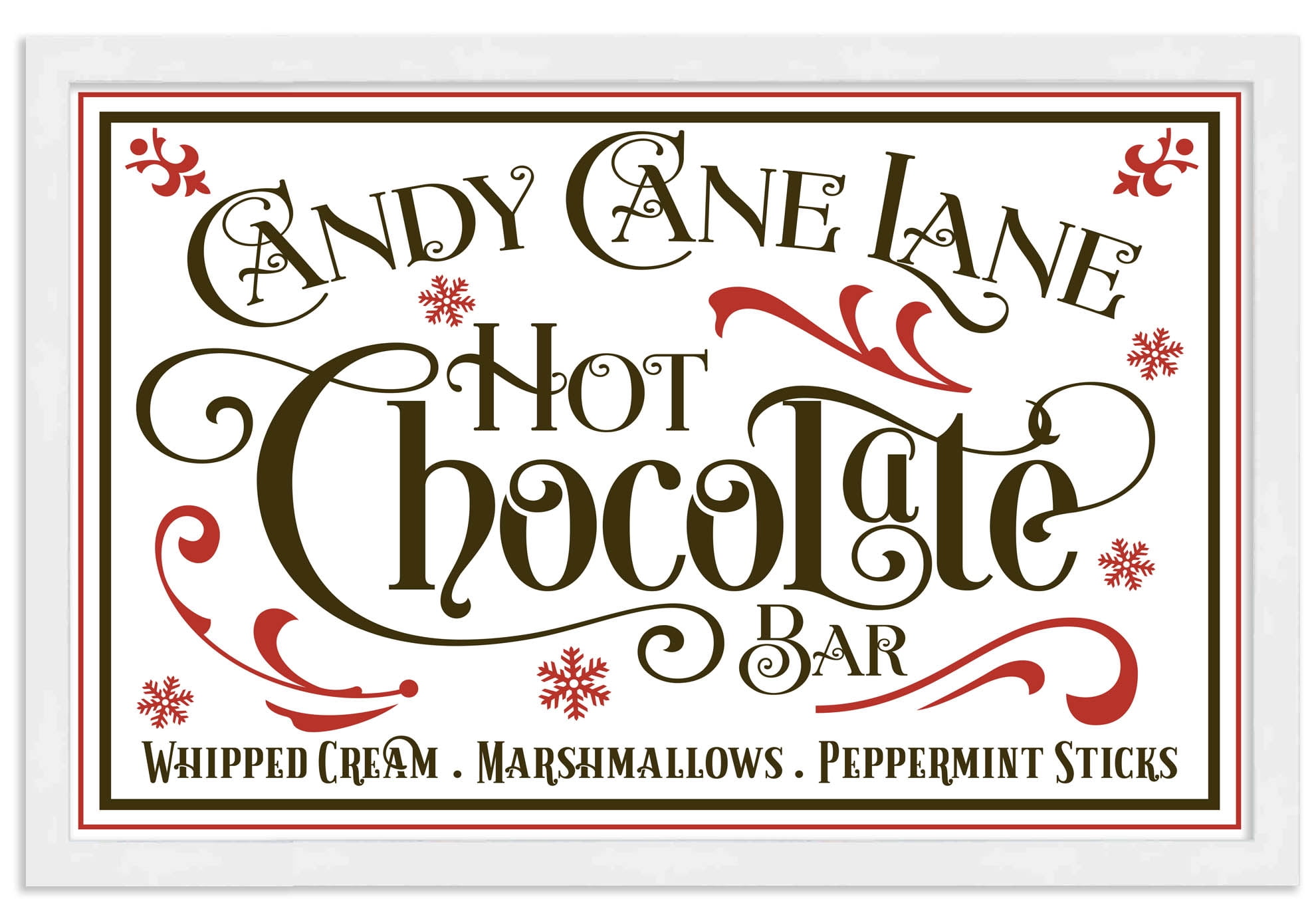 Candy Cane Lane Hot Chocolate Bar 13.5" x 19.5" Framed Christmas Wall ...