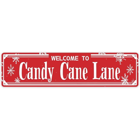 Candy Cane Lane Metal Tin Sign Vintage Christmas Wall Decor 4x16 Inch ...