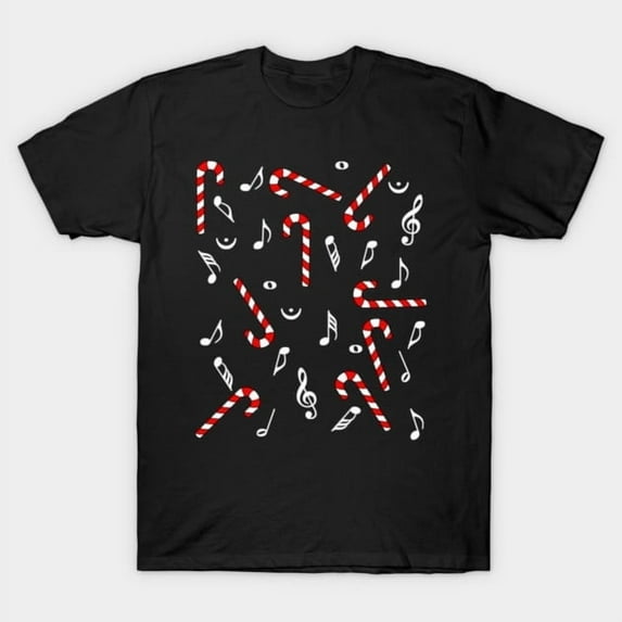 Candy Cane Music Notes Funny Christmas Holiday Design, H40510 T-Shirt ...