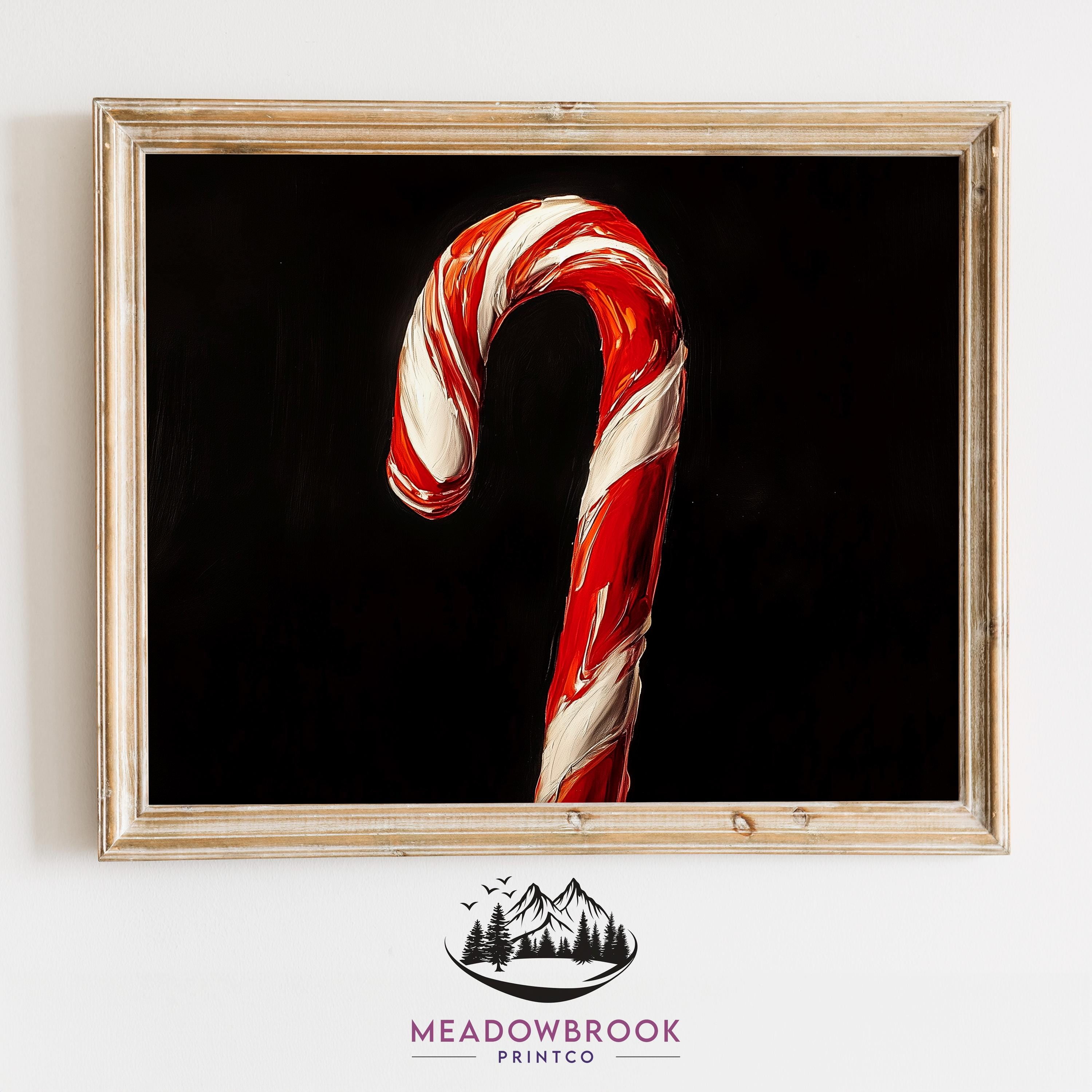 Candy Cane Painted In Bold Red & White, Nostalgic Vintage Kristmas Wall ...