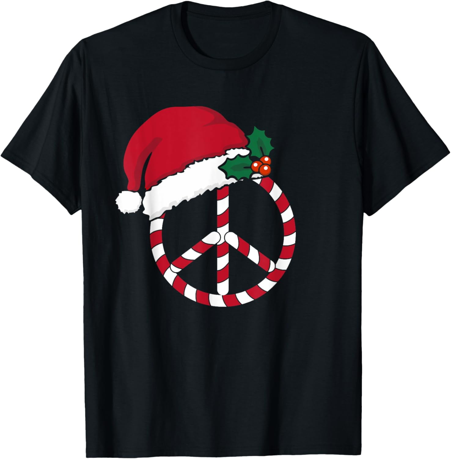 Candy Cane Peace Sign Merry Christmas Symbol Santa Hat Cute T-Shirt ...