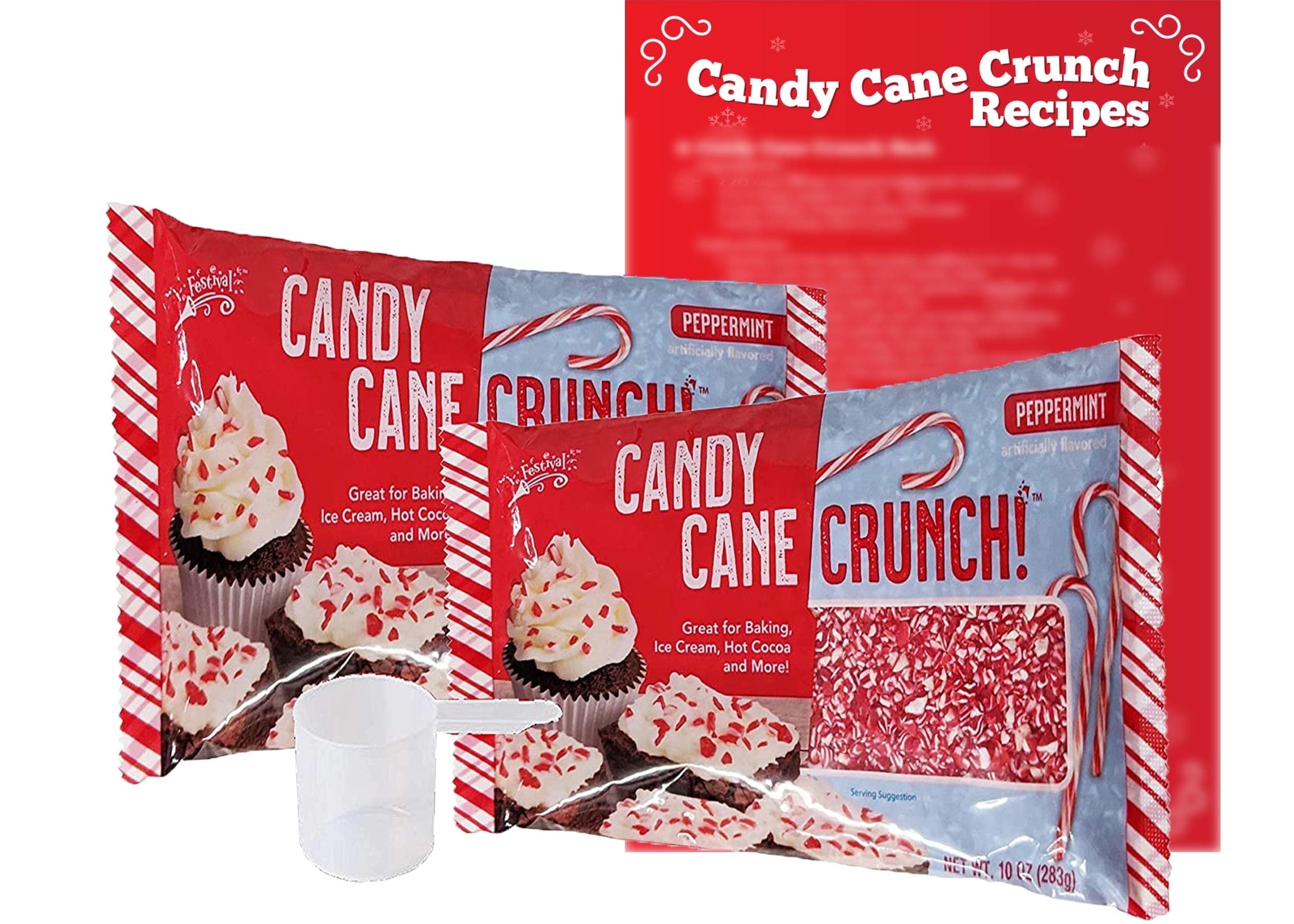 Candy Cane Peppermint Crunch - 2pk 10oz Bags, 1 Plastic Scoop, & 1 ...